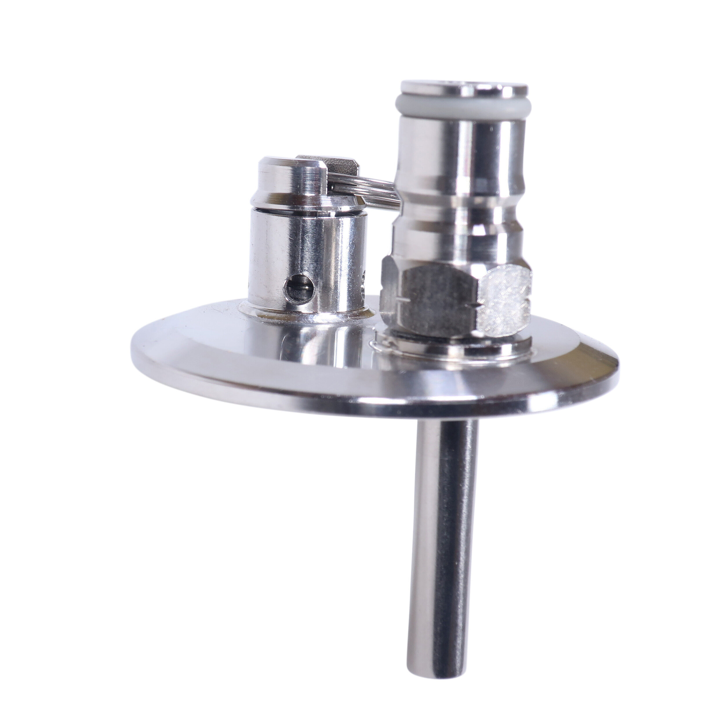 2" Tri-Clamp låg med Co2 ball lock og sikkerhedsventil til ølbrygning