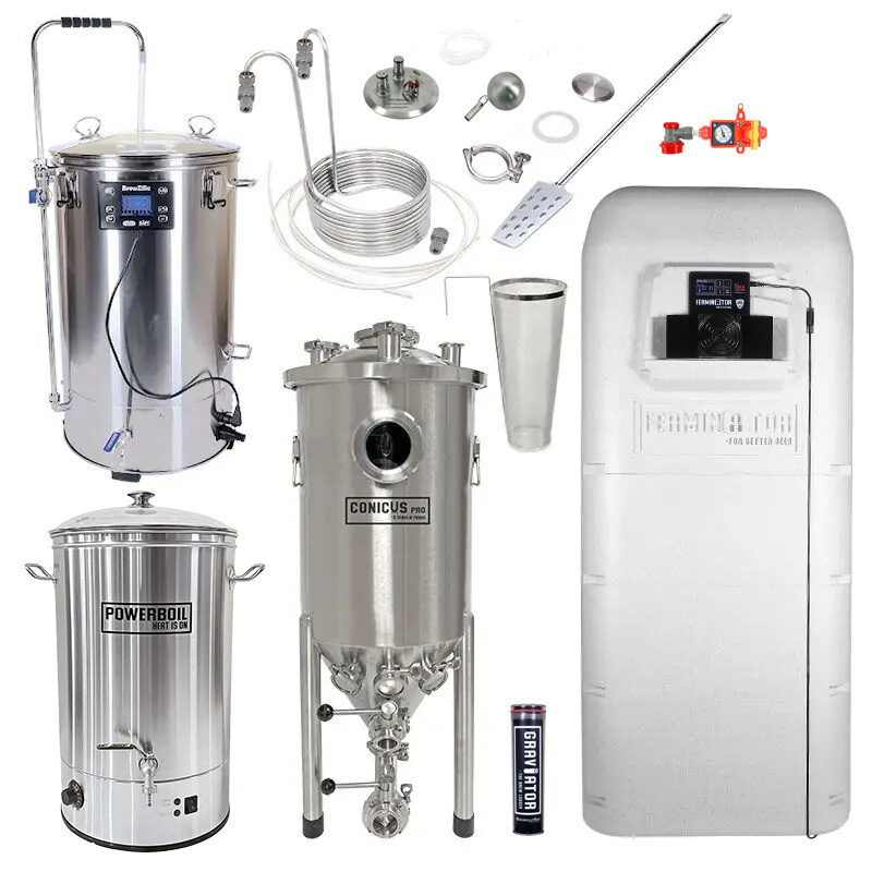 Hjemmebryggeri BrewZilla 65L, Conicus Pro 55L og Ferminator