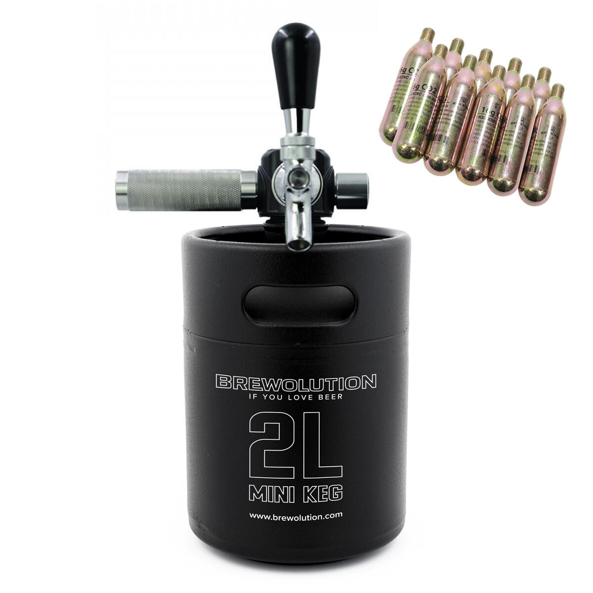 Mini keg 2L inkl. tap cap og 10 stk. Co2 patroner-ølbrygning